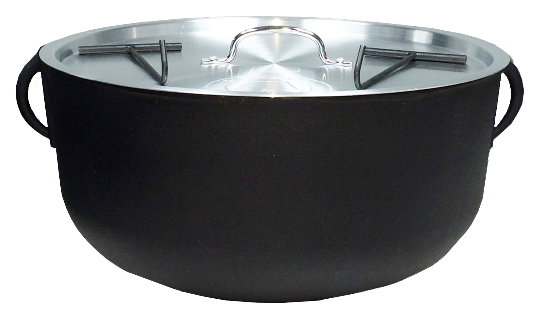 King Kooker 4-Gallon Cast-Iron Flat-Bottomed Pot with Aluminum Lid ...